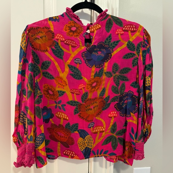 FARM Rio | Tops | Farm Rio Silk Blouse Worn Once | Poshmark